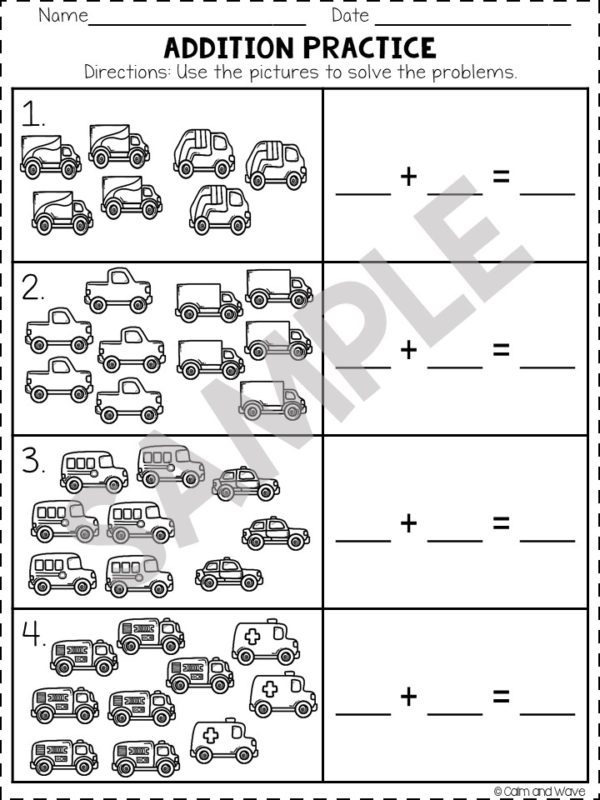 Kindergarten No-Prep Packet | Car/Vehicle Themed | English Language ...