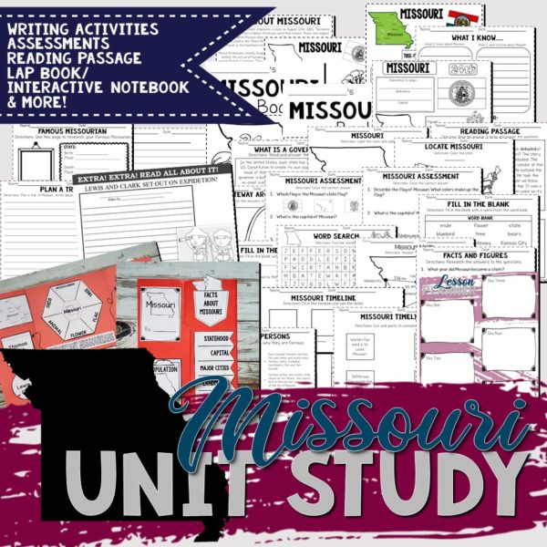 Missouri Unit Study with Lapbook / Interactive Notebook Pages - Calm & Wave