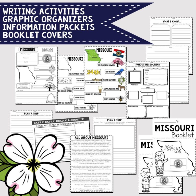 Missouri Unit Study with Lapbook / Interactive Notebook Pages - Calm & Wave