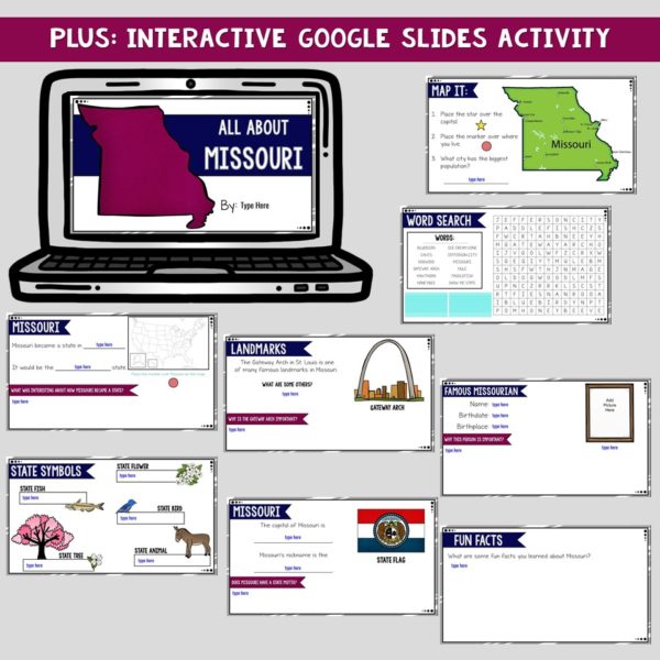 Missouri Unit Study with Lapbook / Interactive Notebook Pages - Calm & Wave