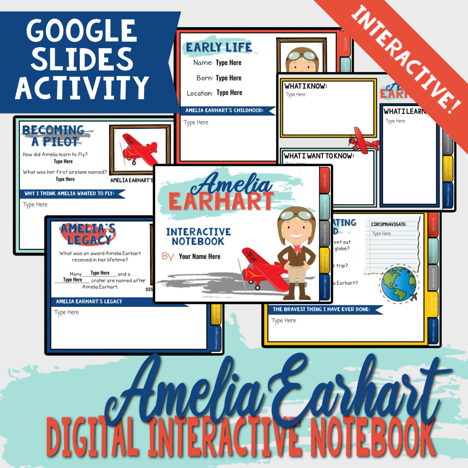 Amelia Earhart Unit Study | Thematic Unit |Printable | Worksheets ...