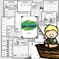 First Grade No-Prep Fishing Themed ELA and Math Printable Worksheets ...