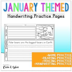 FREE January Themed Handwriting Worksheets - Calm & Wave