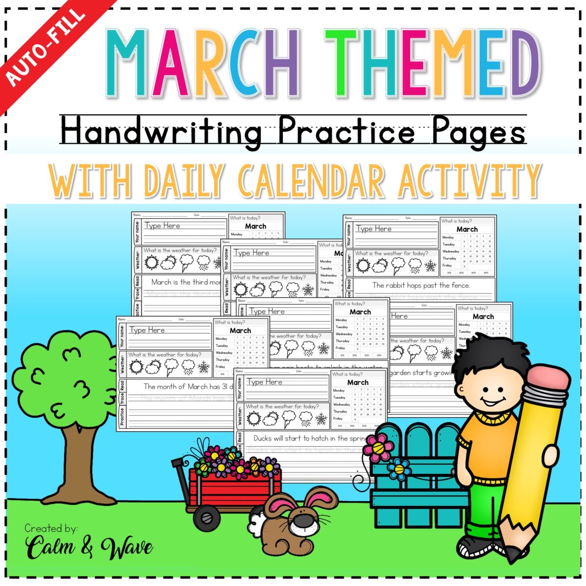 March Themed Handwriting Worksheets with Daily Calendar Work | Copywork ...