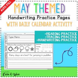 May Themed Handwriting Worksheets with Daily Calendar Work | Copywork ...