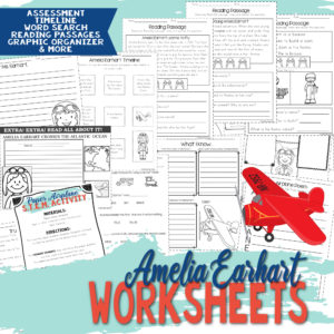 Amelia Earhart Thematic Unit Study with Printable Worksheets and ...