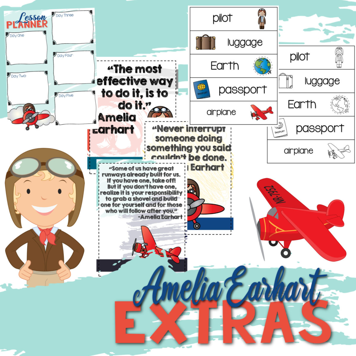 Amelia Earhart Thematic Unit Study with Printable Worksheets and ...