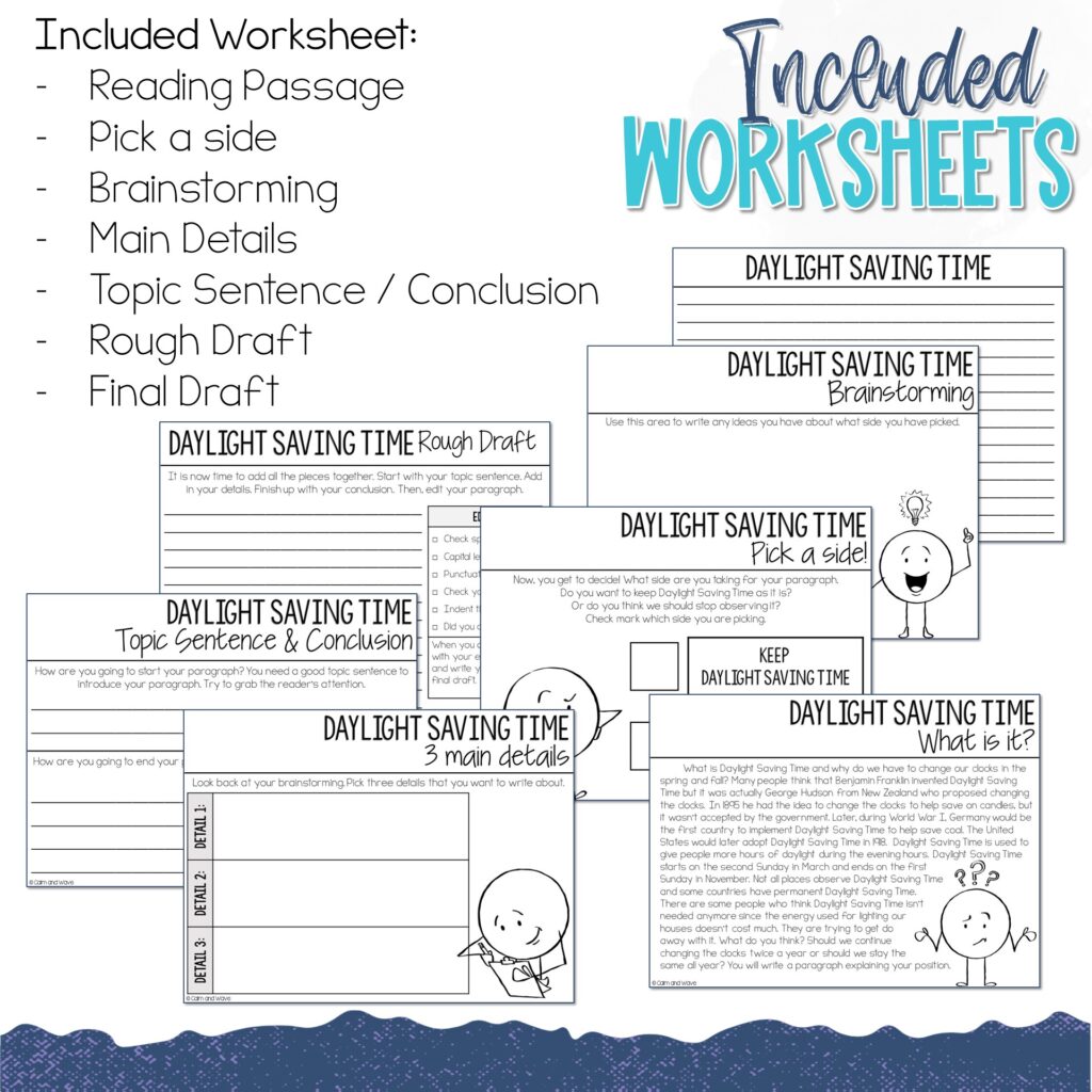 Daylight Saving Time Writing Prompt Digital and Print Activity - Calm ...