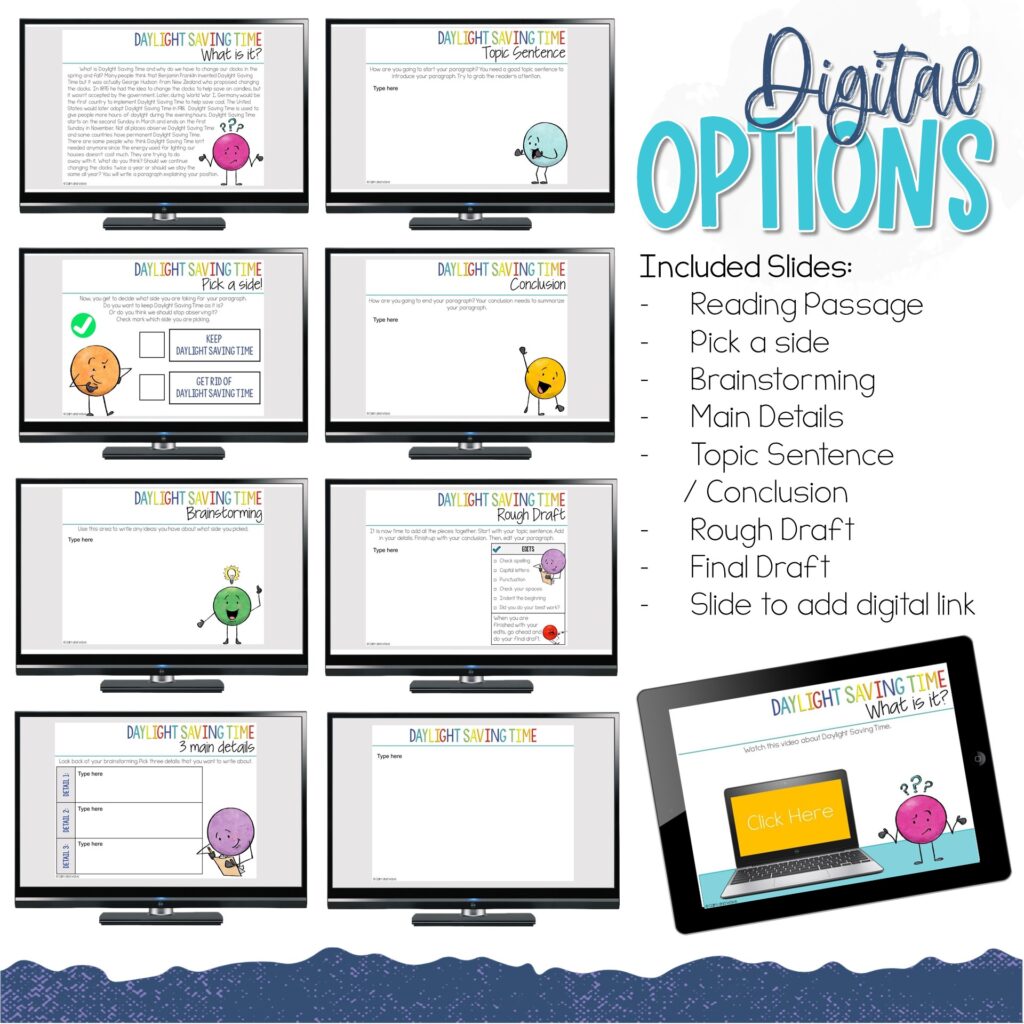 Daylight Saving Time Writing Prompt Digital and Print Activity - Calm ...