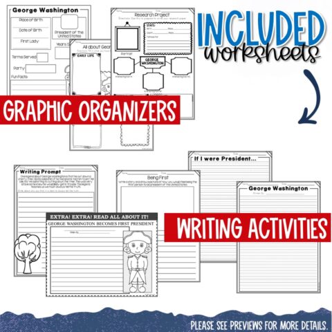 George Washington Thematic Unit Study Worksheets with Lapbook or ...
