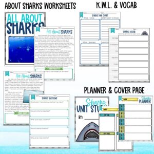 Sharks Printable Worksheet Unit Study with Lapbook or Interactive ...