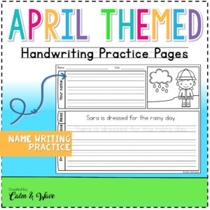 April Themed Handwriting Practice Worksheets - Calm & Wave
