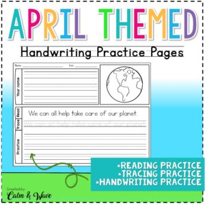 April Themed Handwriting Practice Worksheets - Calm & Wave