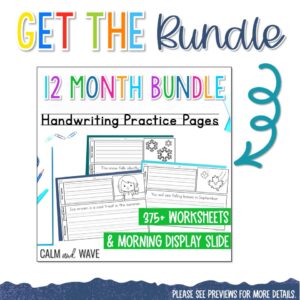 June Themed Handwriting Practice Worksheets - Calm & Wave