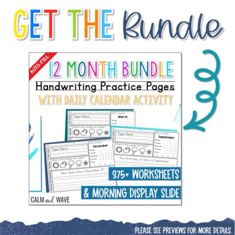 June Themed Handwriting Practice Worksheets with Daily Calendar Work ...