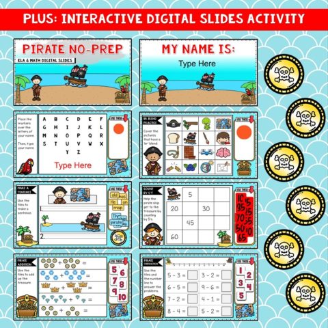 Pirate Themed Kindergarten No-Prep Printables - Calm & Wave