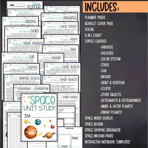 Space Unit Study with Printable Worksheets - Calm & Wave