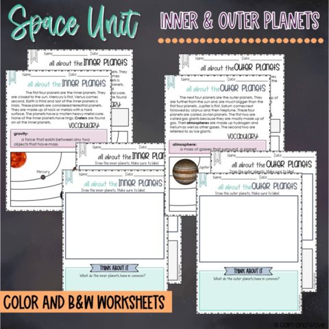 Space Unit Study with Printable Worksheets - Calm & Wave