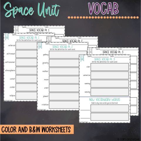 Space Unit Study with Printable Worksheets - Calm & Wave