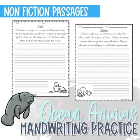 Ocean Animal Handwriting Practice Worksheet - Calm & Wave