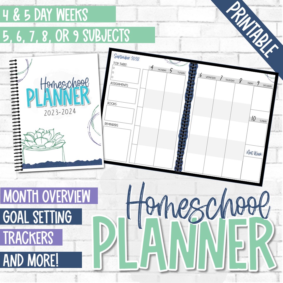 Printable Homeschool Planner - Calm Version - Calm & Wave