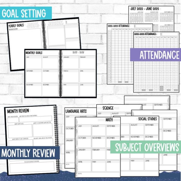 Printable Homeschool Planner - Watercolor Version - Calm & Wave
