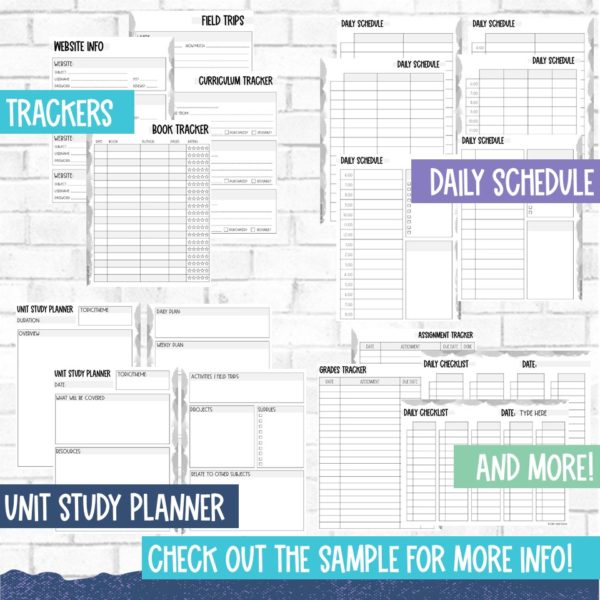 Printable Homeschool Planner - Watercolor Version - Calm & Wave