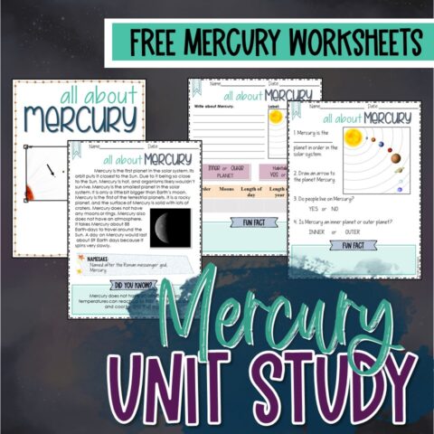 Free Planet Mercury Space Worksheets - Calm & Wave