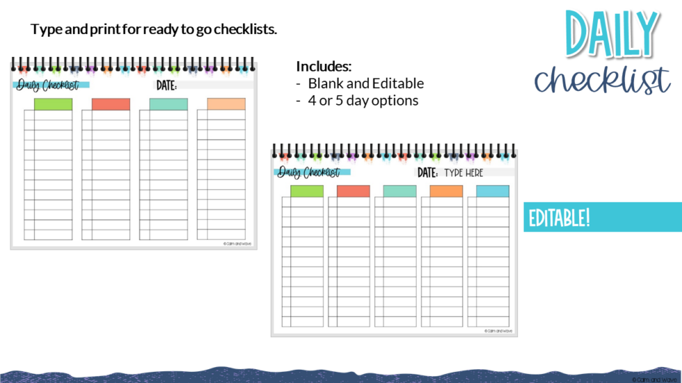 Printable Homeschool Planner - Calm & Wave