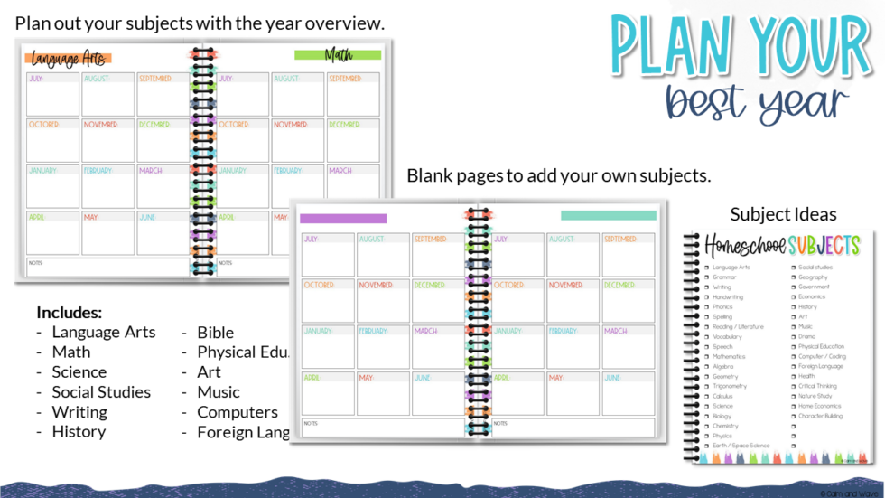 Printable Homeschool Planner - Calm & Wave